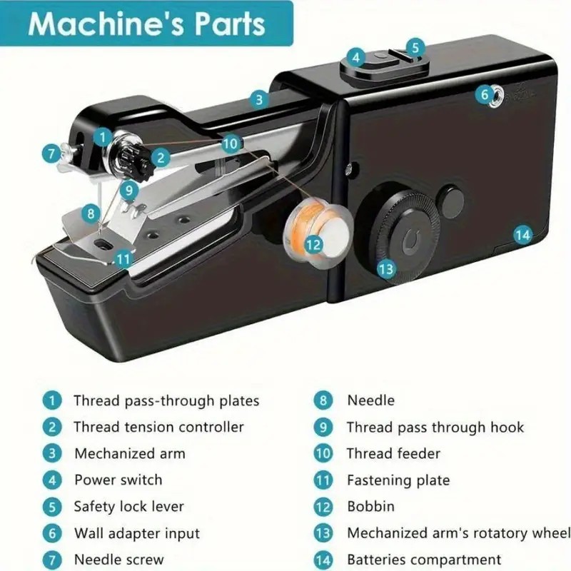 Mini Handheld Cordless Sewing Machine Hand Held Thread Stitch Clothes ...