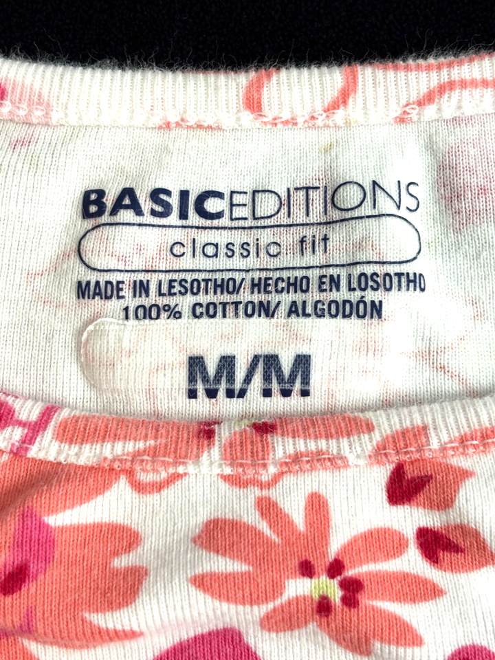 VTG 90s Basic Editions Classic Fit Floral Tee Shirt Women's Size Medium ...