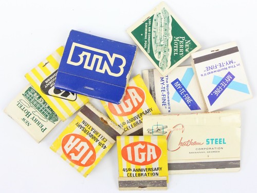 Vtg Matchbook Lot IGA Food Stores Strike Front Matches Perry Hotel Bank ...
