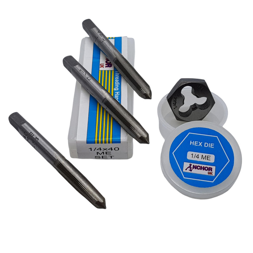ME Series Model Engineering TAP + HEX DIE SET 32 40 tpi 1/4 9/32 7/32 5 ...