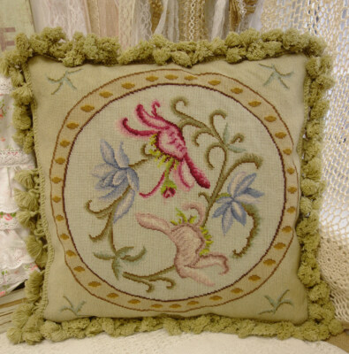 16" Handmade Needlepoint Pillow Whole Petit Point Simple Elegant ...