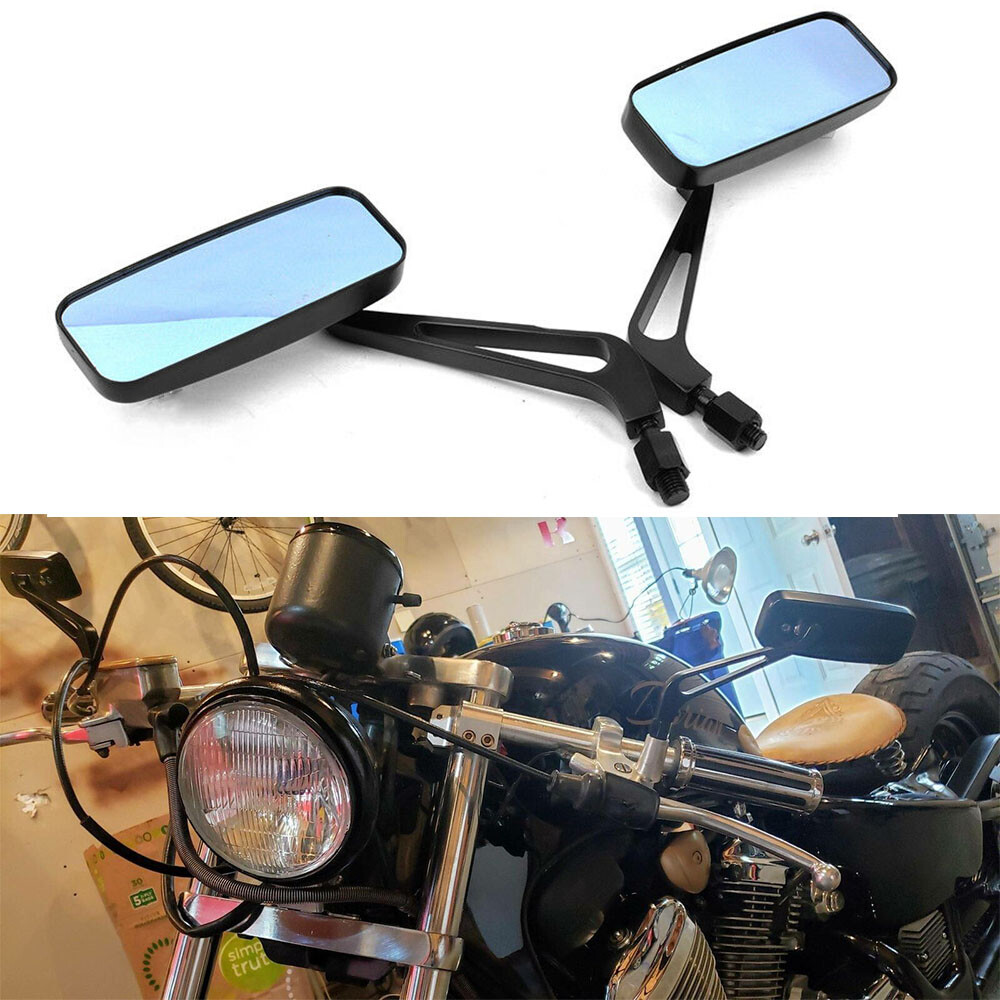 8/10MM Black Rectangle Motorcycle Mirrors For Honda Ruckus Suzuki ...