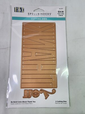 Spellbinders Detailed Cutting Dies Be Bold Color Block THANK YOU 2 Dies ...