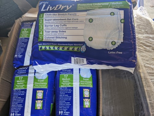 4 pk, LivDry Adult M Incontinence Underwear, Overnight Comfort ...