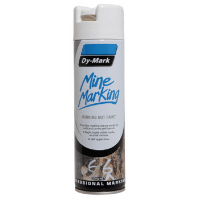 Dy-Mark MINE MARKING PAINT 350g Vertical Spray, 360° Action WHITE *Aust ...
