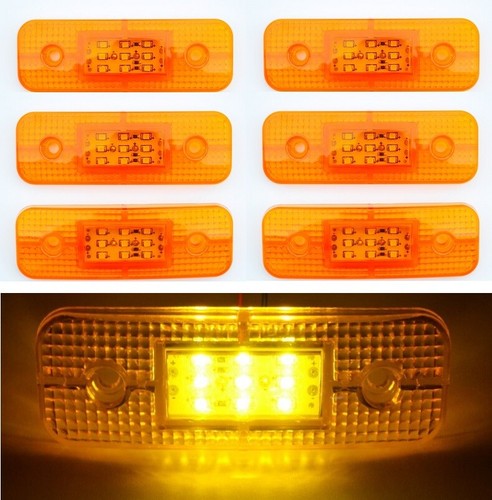 6x 12V LED Side Marker Orange Amber Lights 115x40 mm for Truck Lorry ...