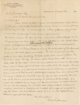 Handwritten Letter signed by Grove Johnson - 1920 dated Autographs ...