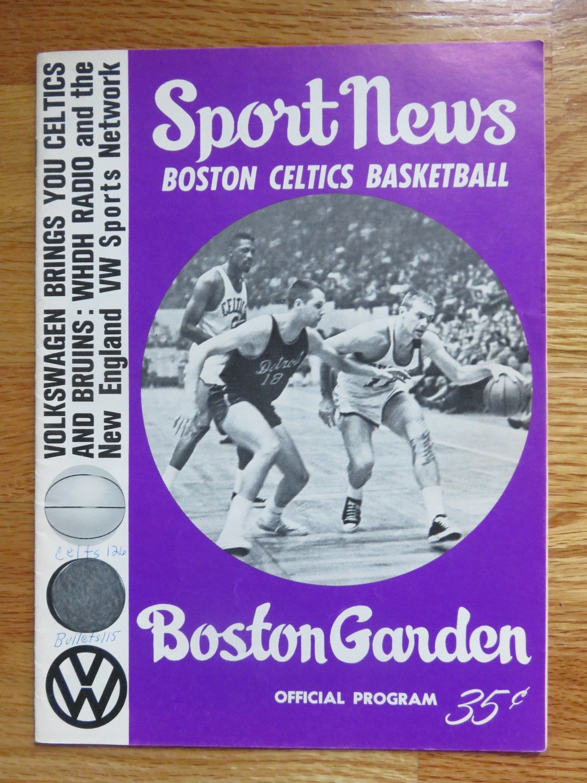 1965 BOSTON CELTICS vs BALTIMORE BULLETS Program BILL RUSSELL vs WALT ...