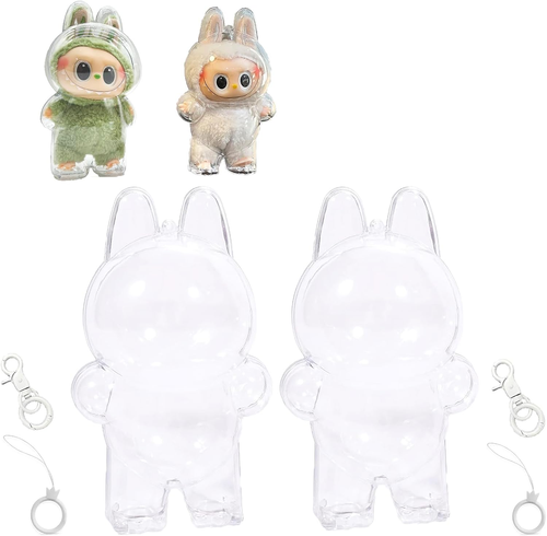 Labubu Cases, 2 PCS Labubu Protective Cases Covers Acrylic Clear ...