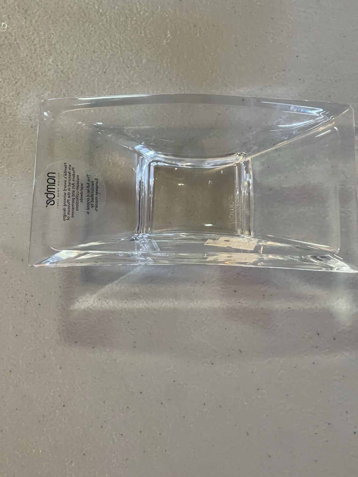 NAMBE CRYSTAL DISH BOWL, KARIM RASHAD, RECTANGLE, RAISED FOOTED GLASS ...
