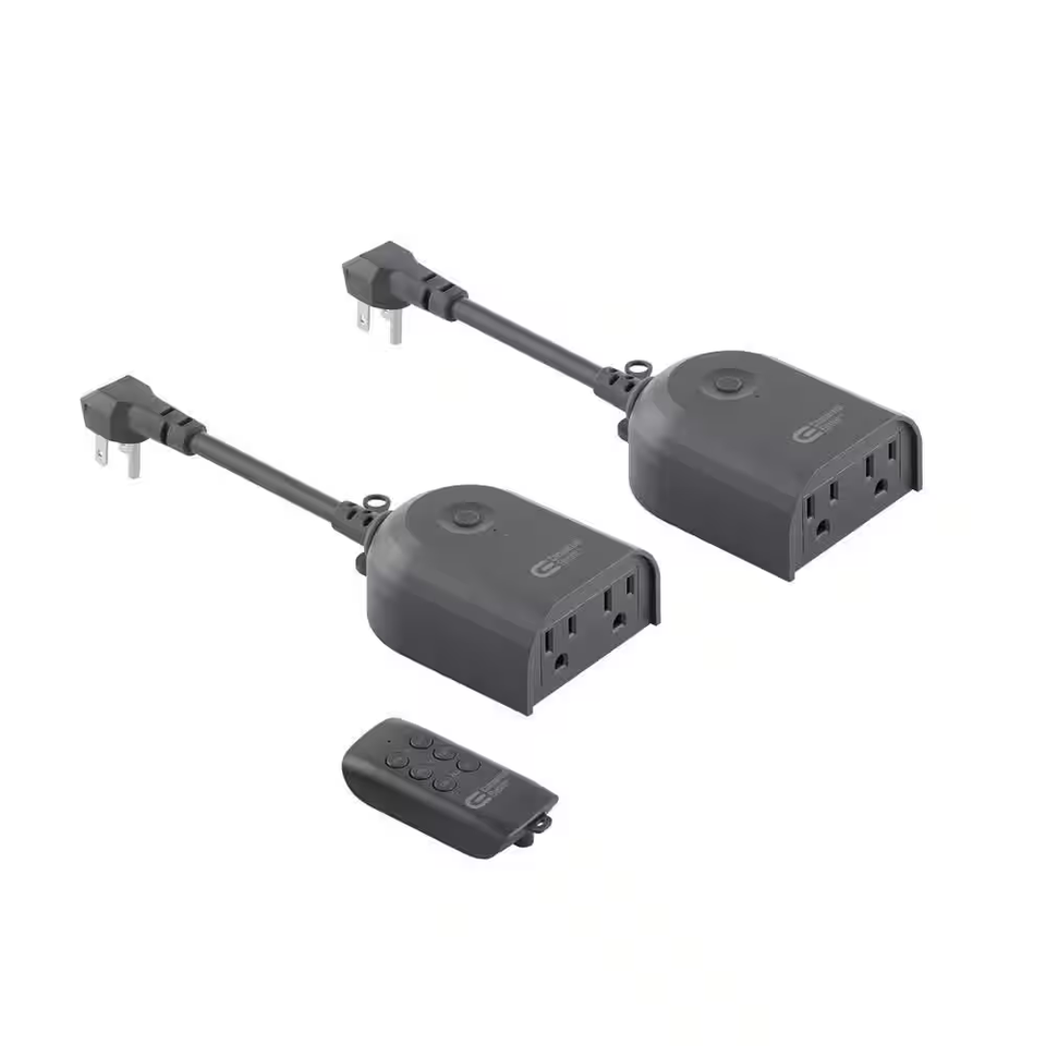 Wireless Remote Control Outlet Kit Indoor Outdoor 4 Plug 2 Remote 80ft ...