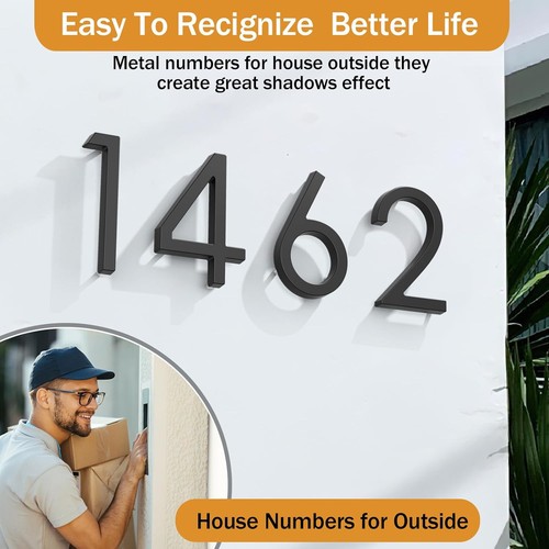 6 Inch Floating House Numbers for Outside, Metal Address Black 00 | eBay
