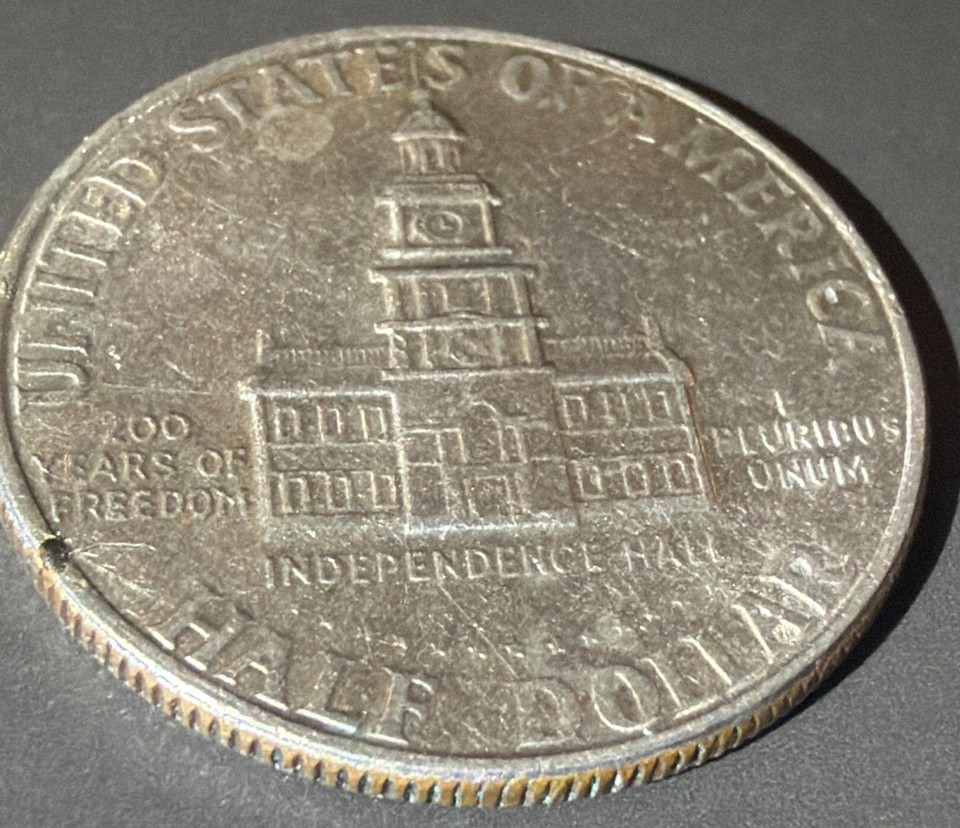 1976 Kennedy Half Dollar Error-Ring Around Rim & Double Die Mint Mark ...