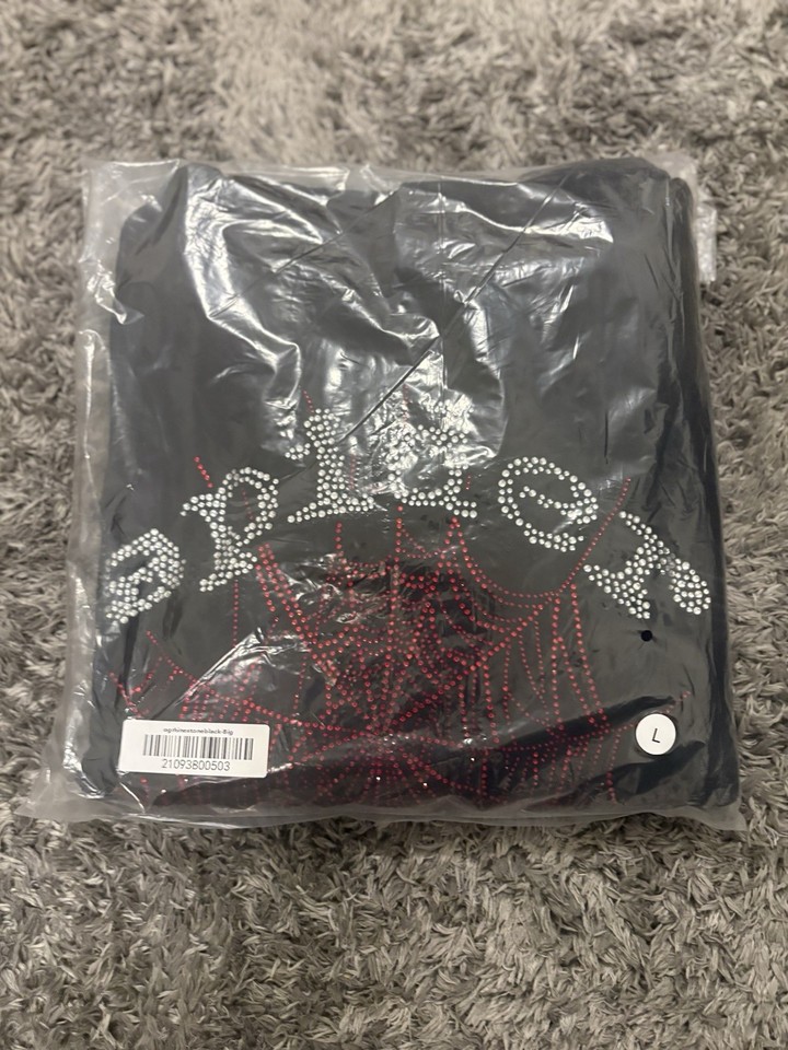 Sp5der OG Black Red Rhinestone Hoodie Size Large Brand, New | eBay