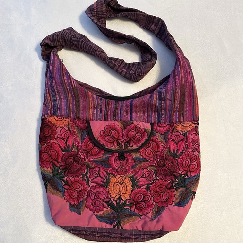 Bohemian Hippie Gypsy Embroidered Zipper Floral Hobo Shoulder Bag Tote ...