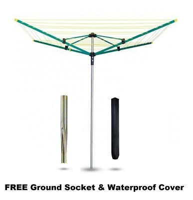 50M Heavy Duty Rotary Airer 4 Arms Dryer Laundry Washing Line Clothes ...