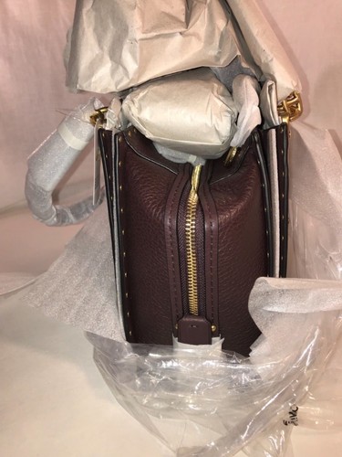 Coach 35617 Border Rivets Mixed Leather Dreamer Satchel Oxblood for ...