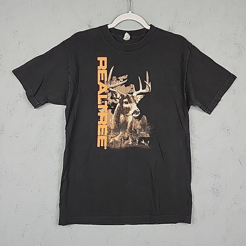 Vintage Realtree Shirt Mens Medium Black Deer Buck Hunting Graphic Logo ...