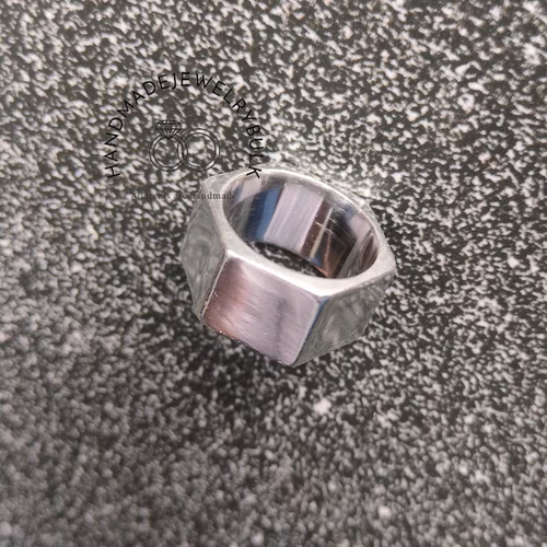 industrial Nut Ring Square Ring Solid 925 Sterling Silver Bolt Geometric Ring Nu | eBay