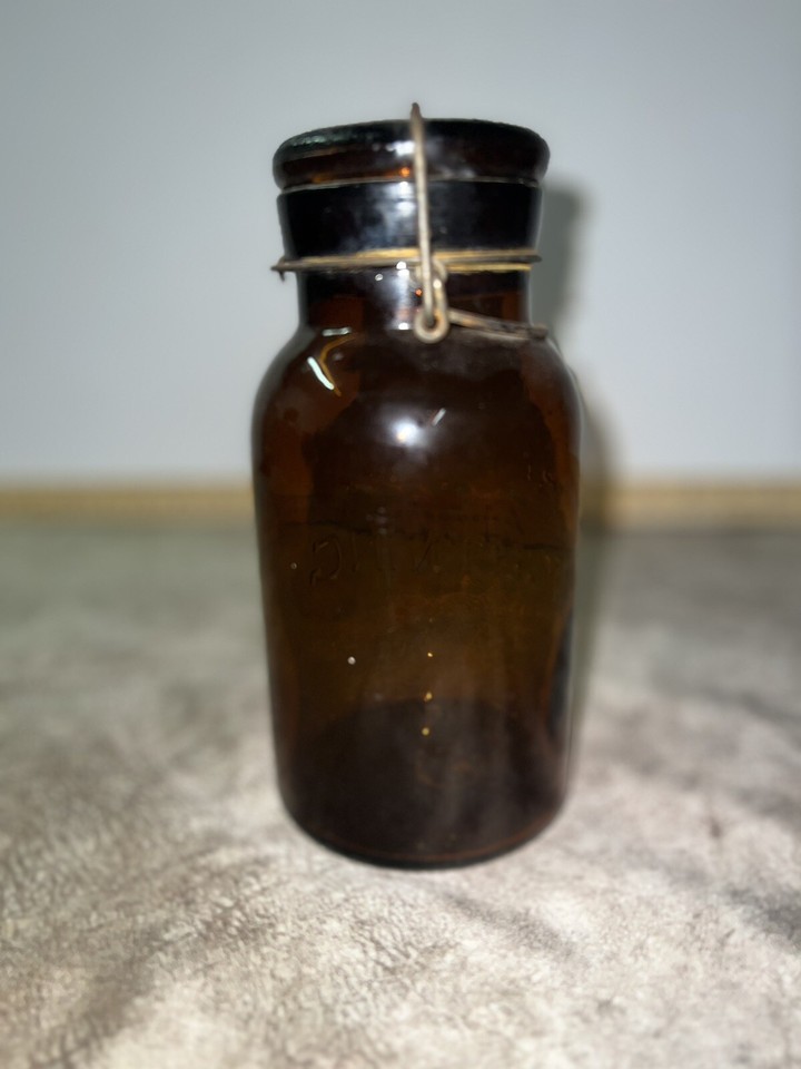 Trademark Lightning Fruit Jar Amber Quart Reproduction | eBay