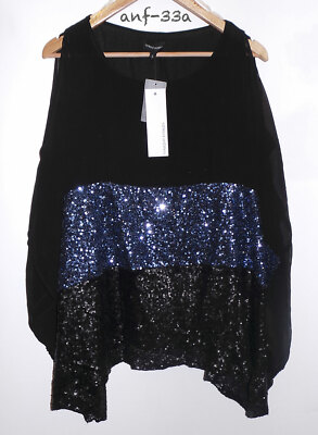 BNWT HOWARD SHOWERS Women's Black Navy Sequins Oversized Top Size 6 RRP ...
