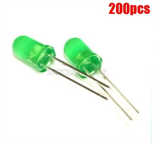 200Pcs Bulb Lamp F5 5Mm Green Color Green Light Super Bright Led ...