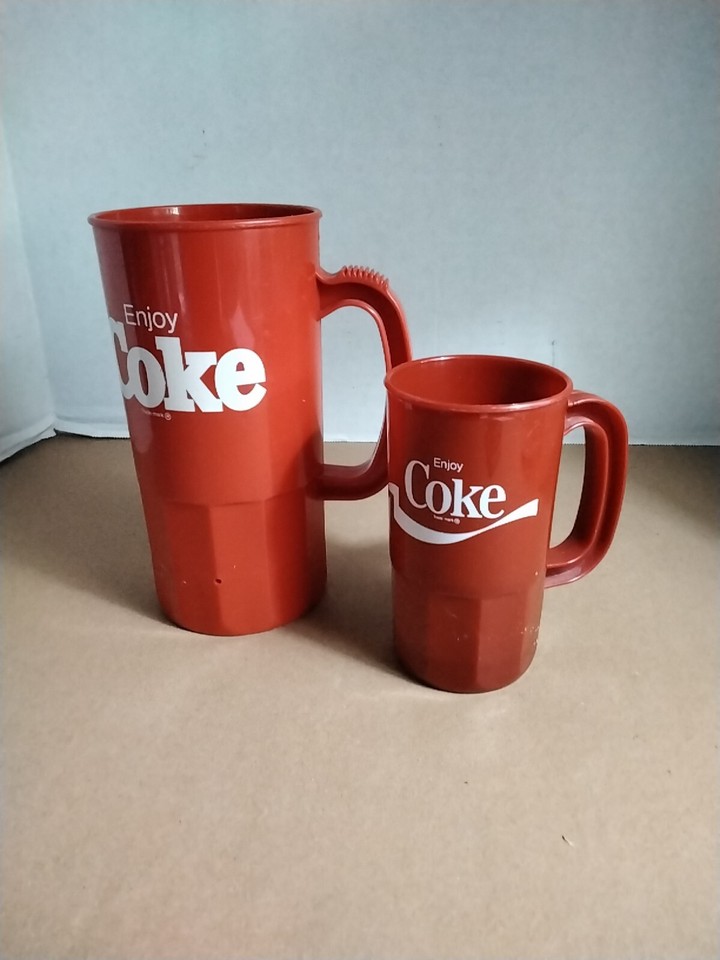 Enjoy Coke Coca Cola Giant Super Gulp 1 Liter Mug + Extra Red Plastic ...