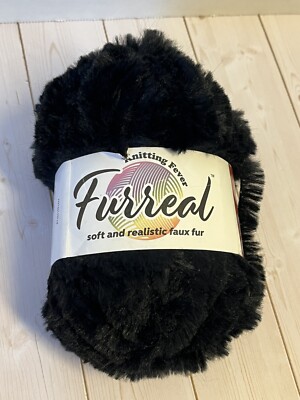 NEW skein Knitting Fever Furreal yarn Panther 02 black fur | eBay