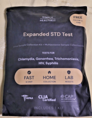 Expanded STD Test Kit Simple Health Home Kit Self Fast Easy Sealed Exp ...