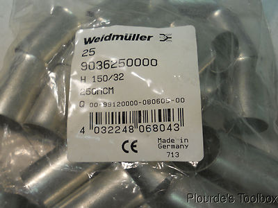 Pack of (25) New Weidmuller 32mm Long Wire Ferrules, H150 0/32 ...