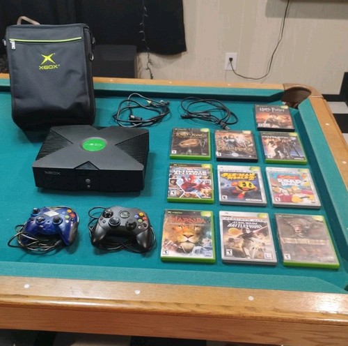 OG Original Xbox,Original Carrying Case 2Controllers 10 Games ...