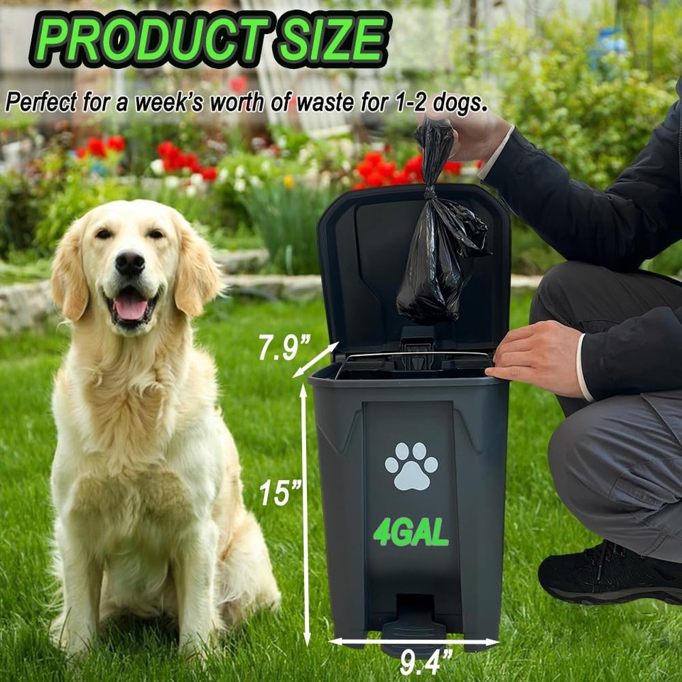 Dog Poop Trash Can Outside 20L with Waste Bags Outdoor Dog Poop Trash ...