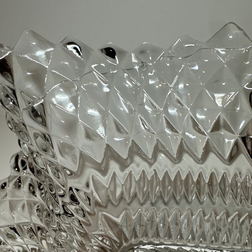 Vintage 6" Square Diamond Cut Crystal Candy Dish - Ruffled Sawtooth ...