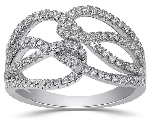 Lab-Created Brilliant Cut Cubic Zirconia Intertwined Statement 935 ...