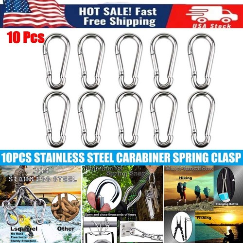 10X Carabiner Clips,1.57Inch Stainless Steel Keychain Carabiner,Spring ...