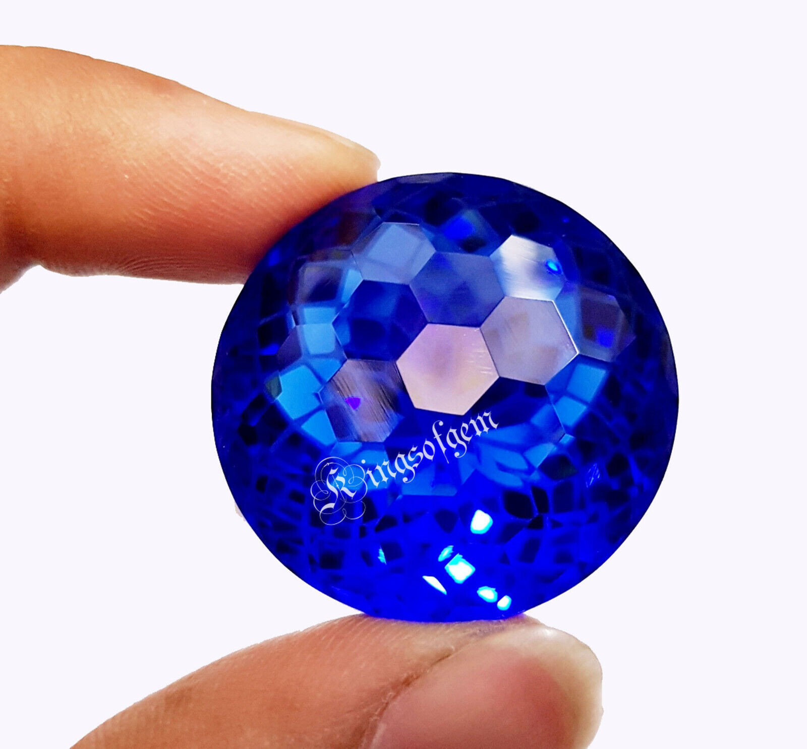 Loose Gemstone 110 Ct Dark Blue Topaz Round Shape Stone For making ...