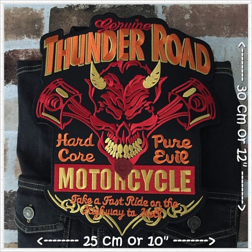 Thunder Road Racing Biker Motorcycle Iron on Embroidered Large Back ...