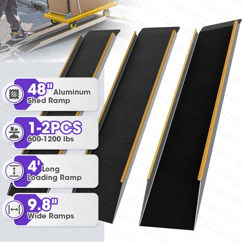 1/2PCS 4FT Shed Ramp Aluminum Loading Ramp 1200Lbs for Pick up Law 49. ...