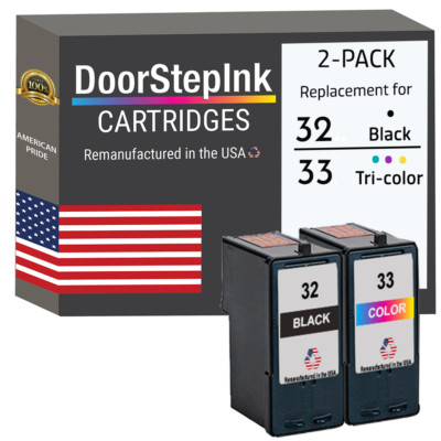 DoorStepInk Compatible Ink Cartridges for Lexmark 32 33 BK CLR 2PK-USA ...