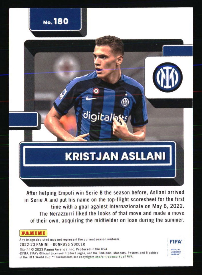 Kristjan Asllani 2022-23 Donruss #180 SOCCER Card | eBay