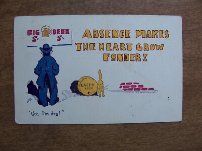 VINTAGE POSTCARD BIG BEER ABSENCE MAKES THE HEART GROW FONDER CANCEL ...