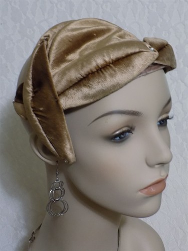 Vintage 1950s Women's Tan Velvet Skull Cap with Rhinestones #22 | eBay