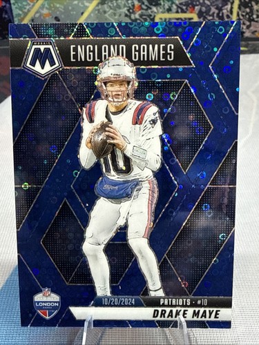 2025 Mosaic Drake Maye England Games Blue Disco No Huddle /99 #258 ...