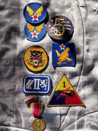 ww2 wool blackback/ green snow backs patches pattons army, 5th aac ...