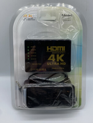 HDTV Switch 4K Ultra HD Model SY-301 SY-501 With Remote 5 In 1 Out New ...