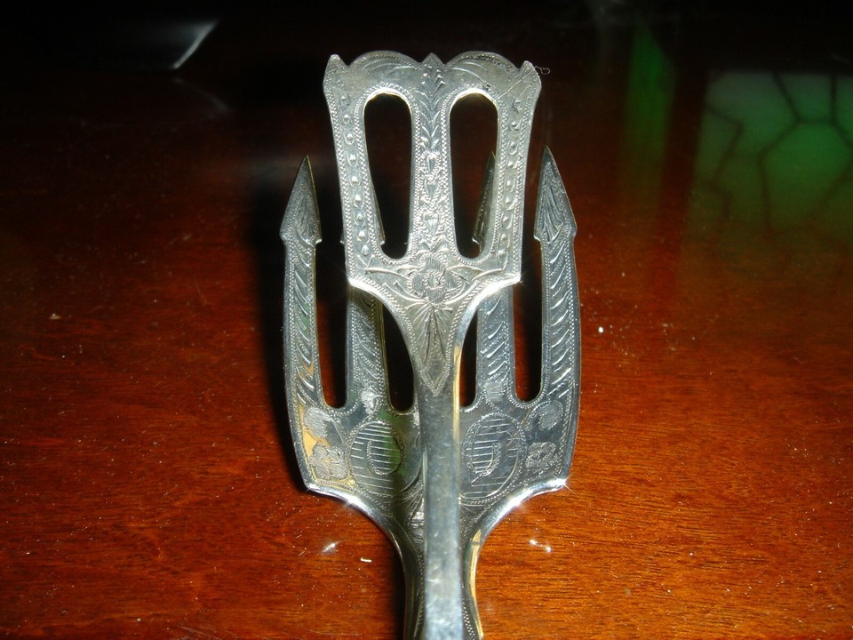 Rare American Coin Silver Gorham Fish Fork Tongs 1870 | eBay