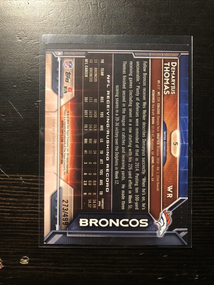 2015 Topps Pink Parallel Football Card #14 Demaryius Thomas /399 PWE | eBay