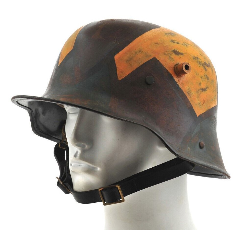 GERMAN WW1 M1916 STAHLHELM HELMET with PERIOD CAMOFLAGE PATTERN Hand ...