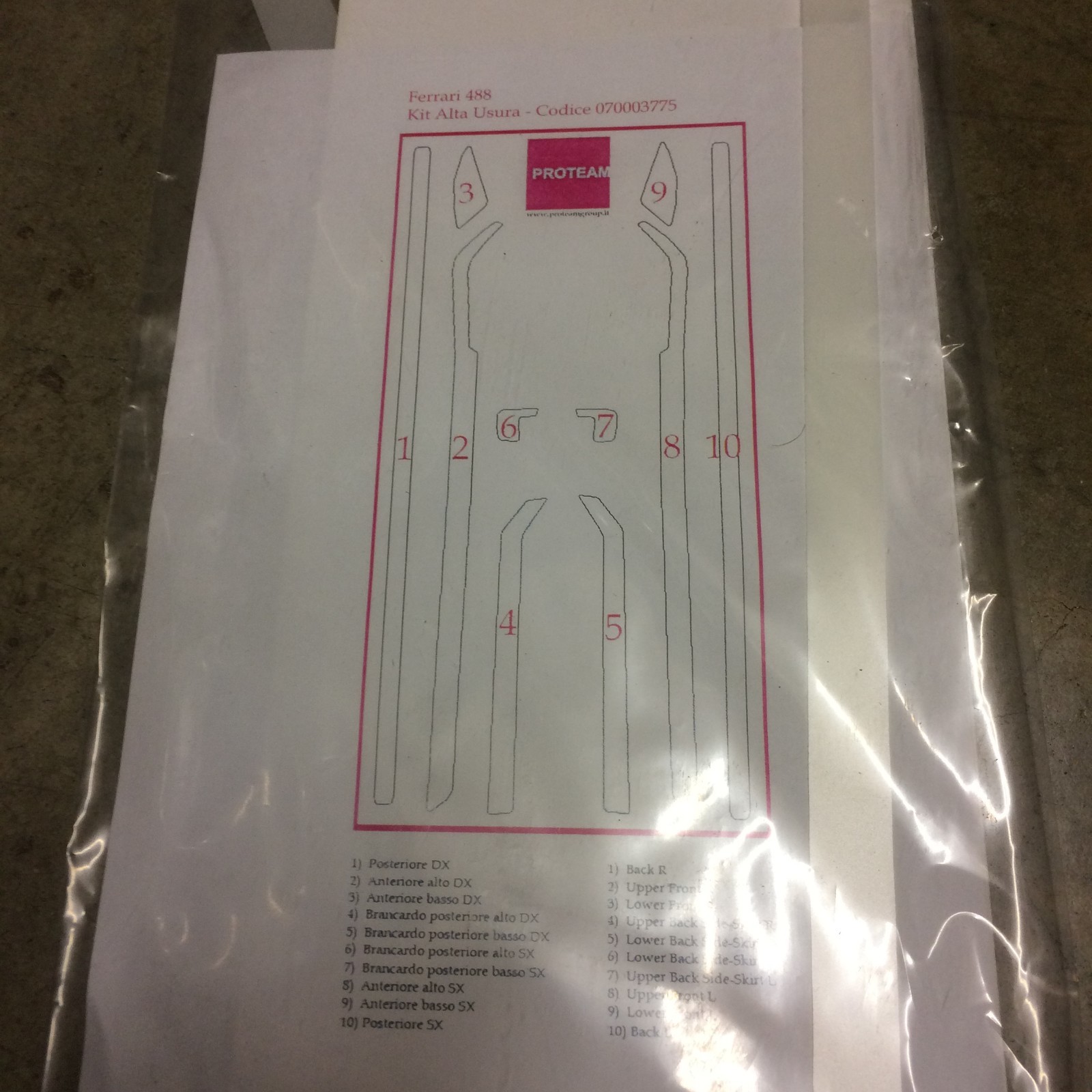 Genuine Ferrari 488 Stone Chip Sticker Kit/ High ware sticker film kit ...