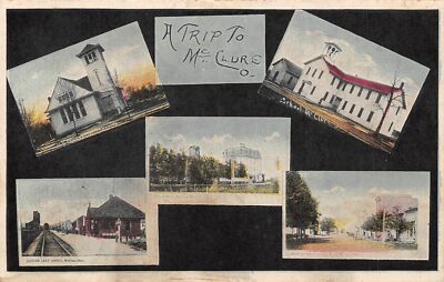 MCCLURE Mc Clure Ohio postcard Henry County USA 5 views church depot ...